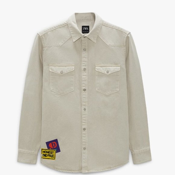 Zara | Jackets & Coats | Zara Man Abstract Graffiti Painted Denim ...